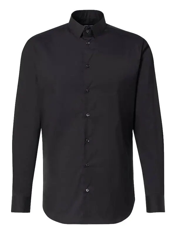 Giorgio Armani Cotton-blend Poplin Shirt - Black