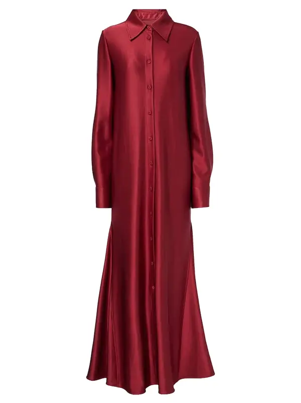 JIL SANDER Satin Shirt Dress - Burgundy