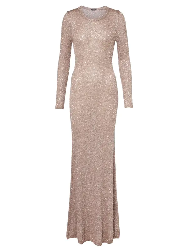 Balenciaga Sequined Maxi Dress - Beige