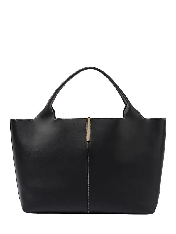 TOD'S Medium Leather Tote Bag - Black