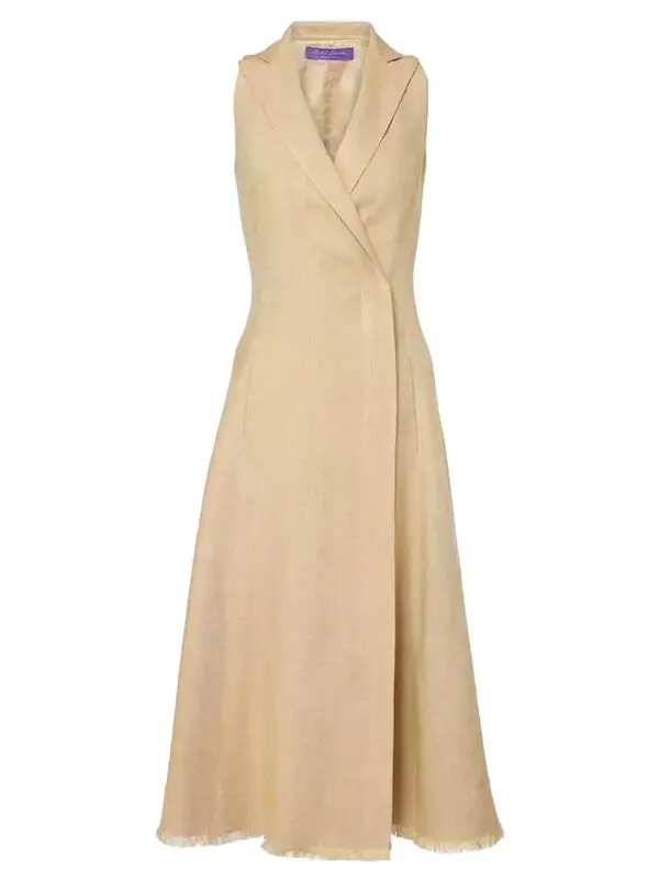 Ralph Lauren Silk And Linen Midi Dress - Beige