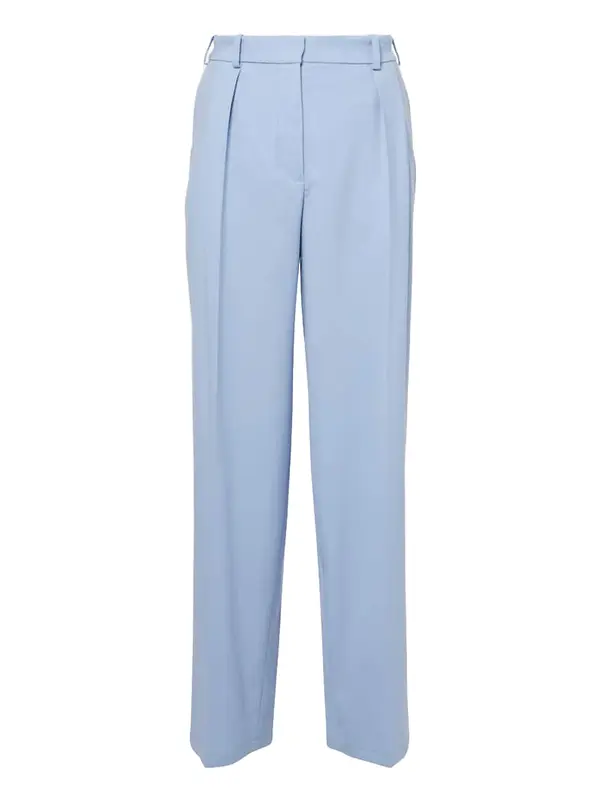 JOSEPH Buckle Wool Crêpe Wide-leg Trousers - Blue