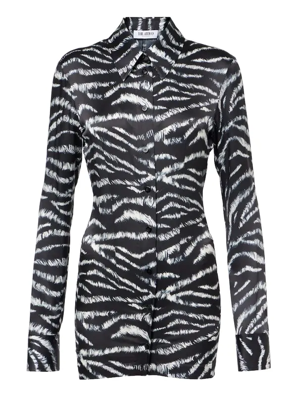 Attico Zebra-print Satin Shirt - Black