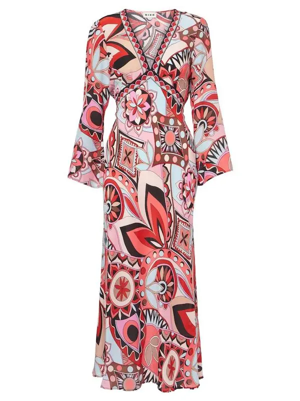 Rixo Tania Silk Maxi Dress - Red