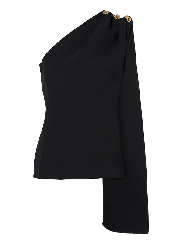 Bottega Veneta Knot Caped Draped Crêpe Top - Black