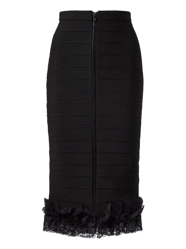 SELF-PORTRAIT X Christopher Kane Lace-trimmed Midi Skirt - Black