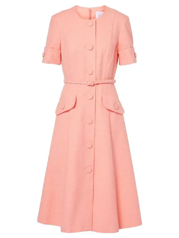 Carolina Herrera Cotton And Linen-blend Midi Dress - Pink