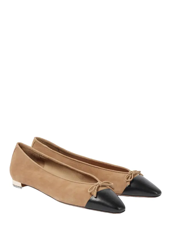 AQUAZZURA Gioia Colorblocked Ballet Flats - Brown
