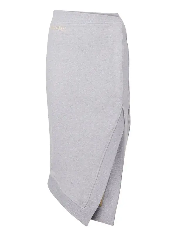Attico Asymmetrical Logo Cotton Jersey Midi Skirt - Grey