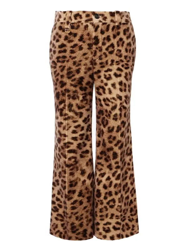 Chloé Leopard-print Cotton Velvet Pants - Yellow