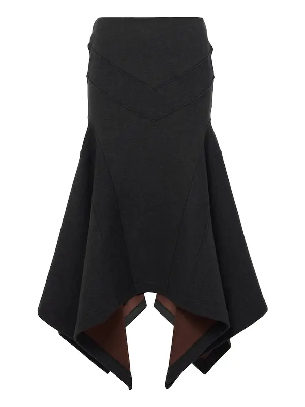 Attico Asymmetric Cotton Midi Skirt - Black