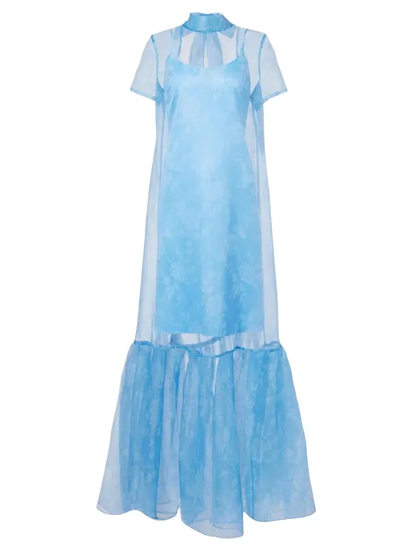Staud Calluna Floral Organza Maxi Dress - Blue