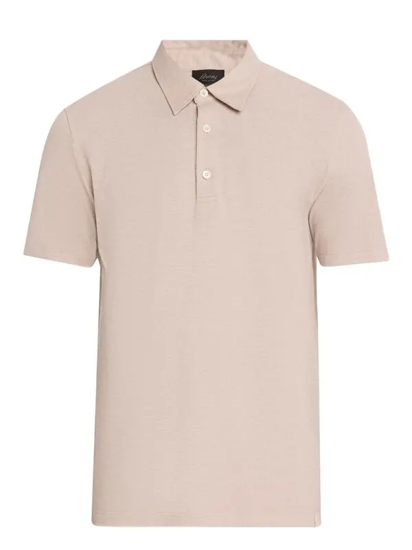 Brioni Jersey Pique Polo Shirt - Shell Sand