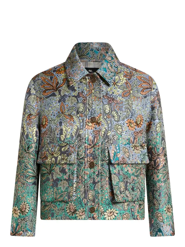 Etro Floral-jacquard Jacket - Blue