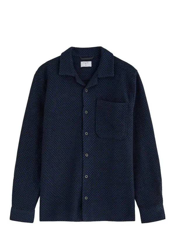 PERCIVAL Ashdown Patterned-intarsia Woven Shirt - Navy