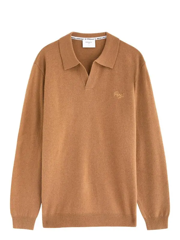 PERCIVAL Network Wool-blend Polo Jumper - Orange