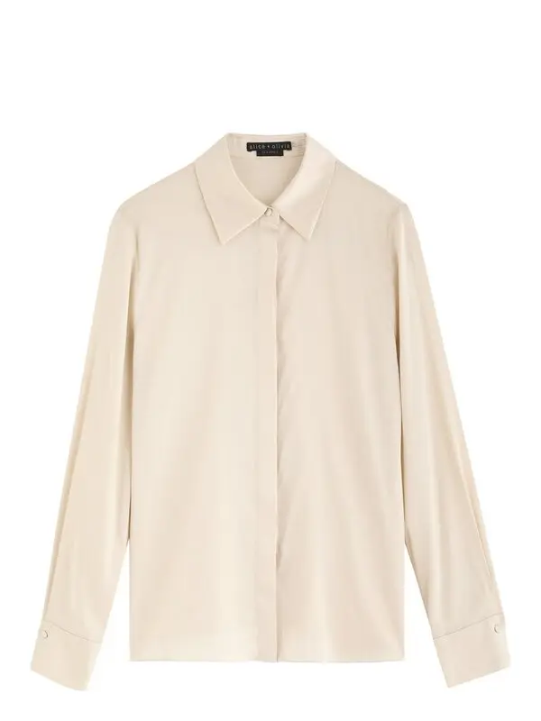 Alice + Olivia Brady Stretch-silk Shirt - Cream