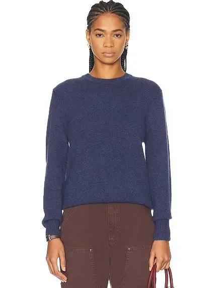 Renggli Embroidered Cashmere Crewneck Sweater - Lapis