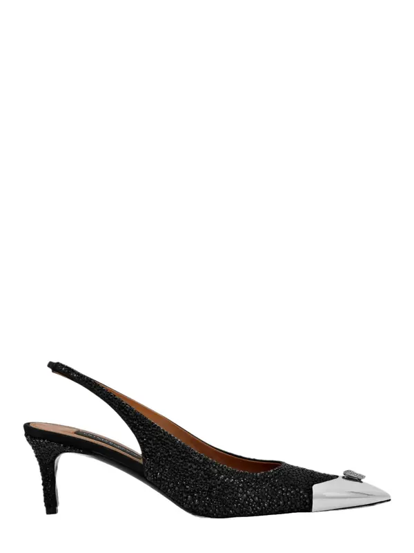 Philipp Plein 55mm Slingback Strass Pumps - Black