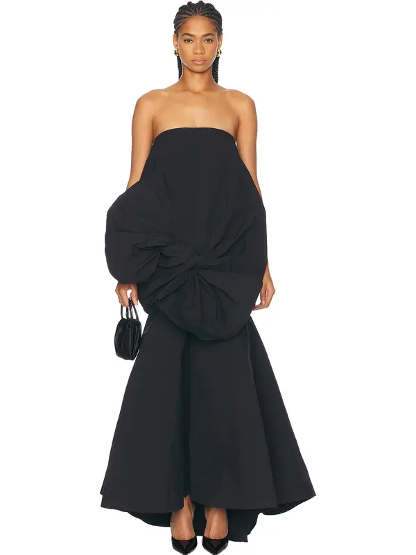 Christopher John Rogers Tie Front Bubble Gown - Black