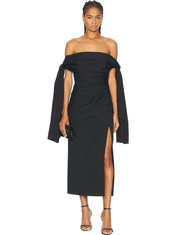 Carolina Herrera Off The Shoulder Midi Dress - Black