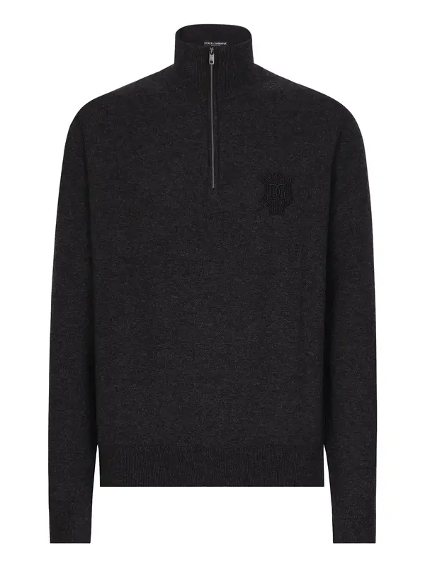 Dolce & Gabbana Cashmere Turtle-neck Zip-up Sweater - Grey