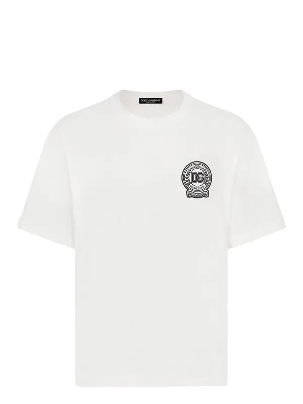 Dolce & Gabbana Cotton T-shirt With Dg Logo Embroidery - White