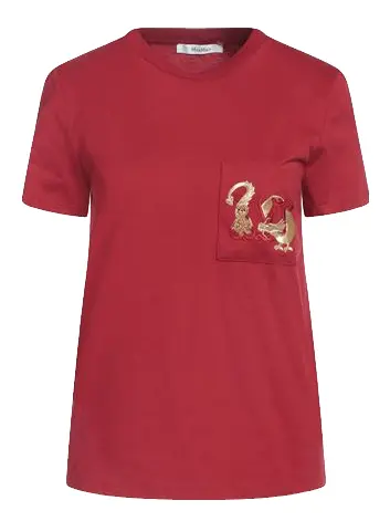 Max Mara T-shirt In Cotton Jersey With Appliqués - Red
