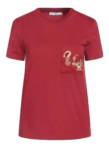 Max Mara T-shirt In Cotton Jersey With Appliqués - Red