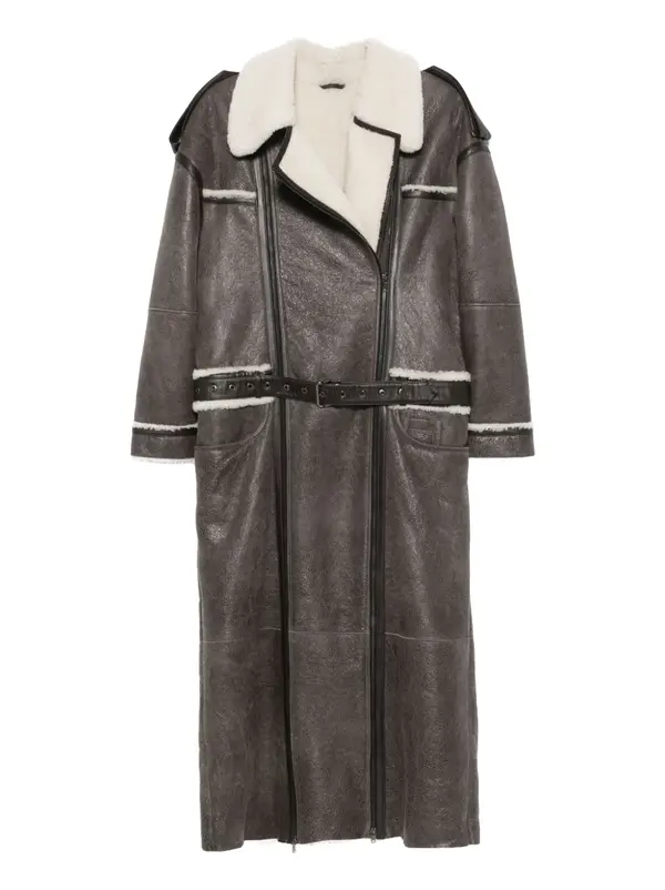 MANOKHI Kaia Shearling Lined Coat - Brown