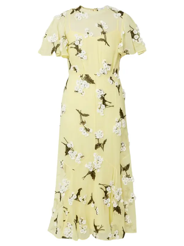 Erdem Short-sleeve Midi Dress - Yellow