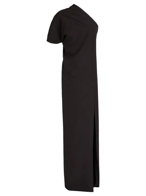 RHEA COSTA One-shoulder Crepe Gown - Black
