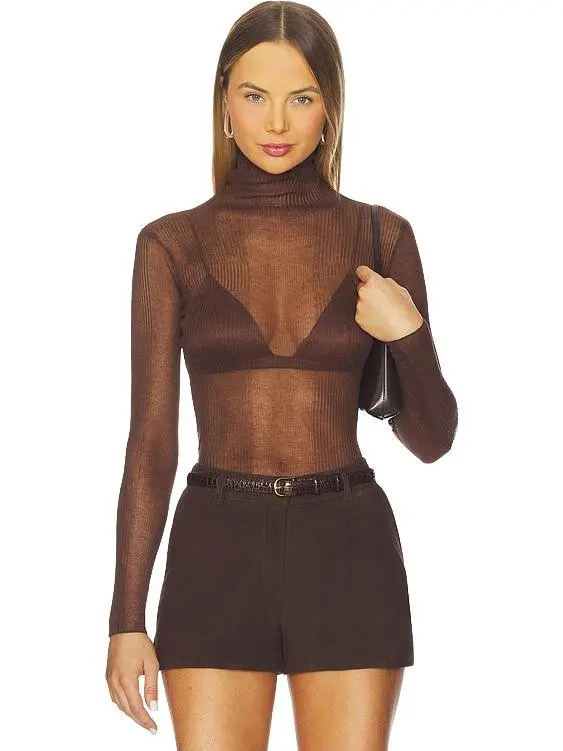 SEROYA Piper Mockneck Sweater - Slate Brown