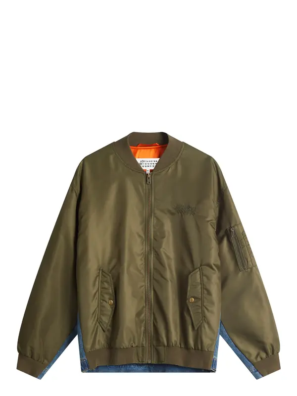 MAISON MARGIELA Nylon And Denim Bomber Jacket - Military/medium Blue