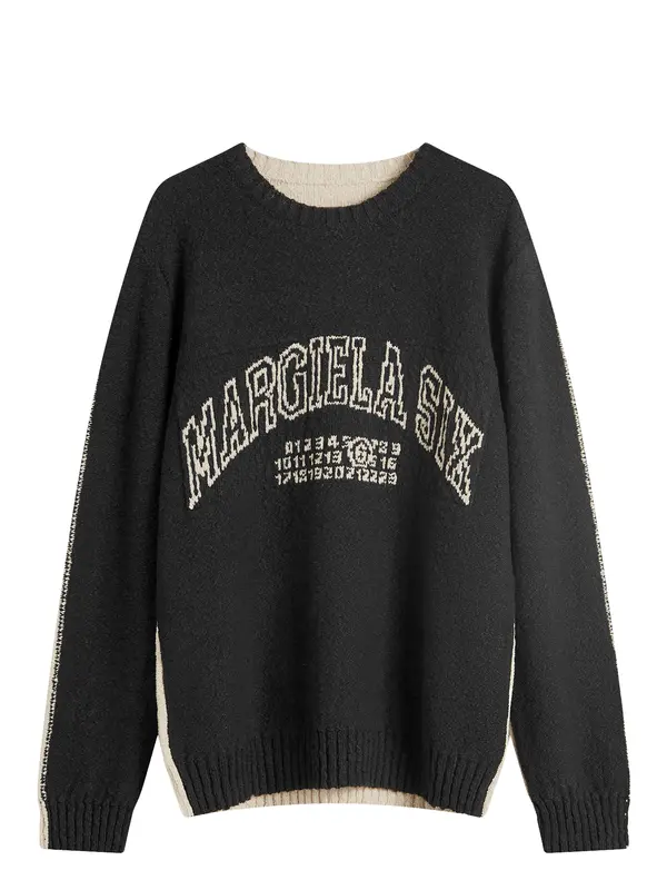 MAISON MARGIELA College Print Jumper - Black/dune