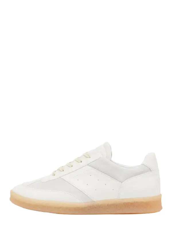 MAISON MARGIELA Leather Lace Up Sneakers - Gardenia/dawn Blue