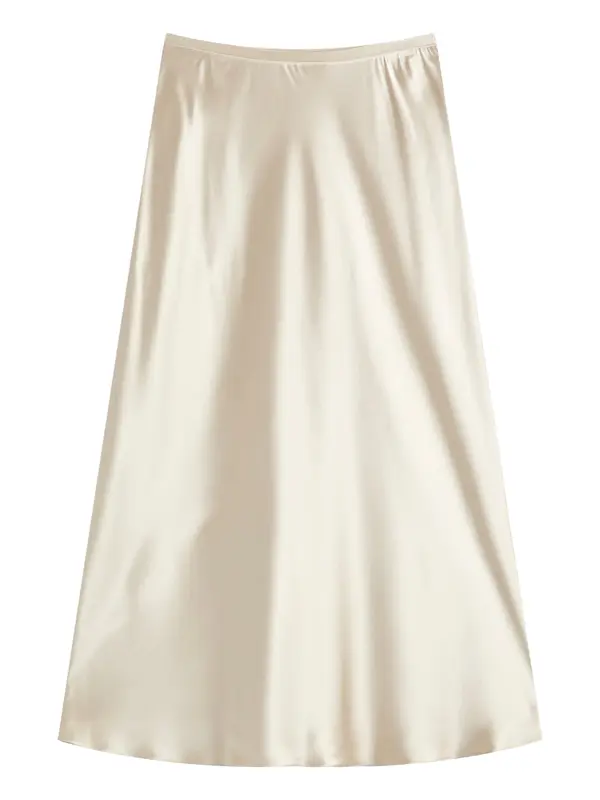 Max Mara Carnet Silk Midi Skirt - Beige