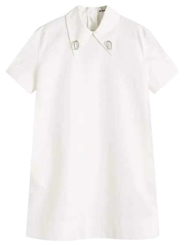 JIL SANDER Cotton-silk Shirt Dress With Peter Pan Collar - Latte