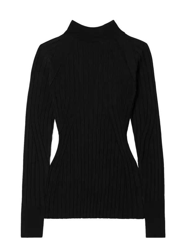 HIGH SPORT Pj Ribbed-knit Top - Black