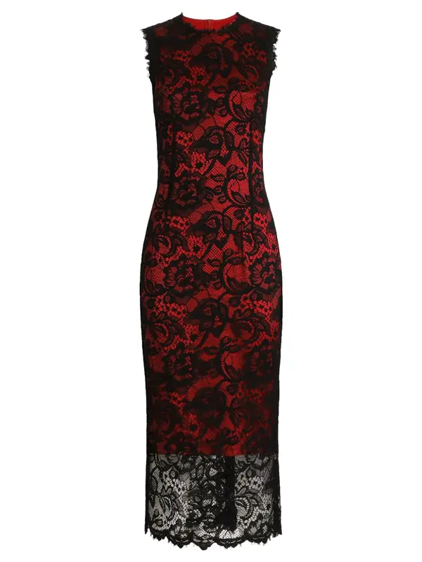 Dolce & Gabbana Floral-lace Midi Dress - Black