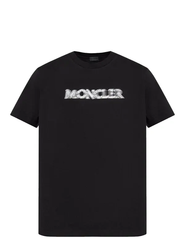 Moncler Blurred-logo Cotton T-shirt - Black
