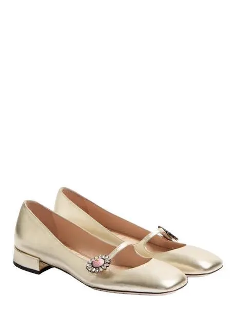 Valentino Garavani Metallic Leather Ballerinas - Platinum