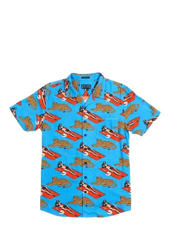 BAJA LLAMA Purrfect Nighthawk Button Up - Blue