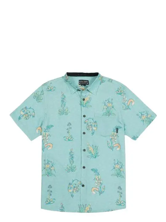 BAJA LLAMA Flower Personalitiesnighthawk Button Up - Turquoise