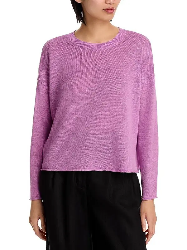 Eileen Fisher Linen Cotton Cord Crewneck Sweater - French Lilac