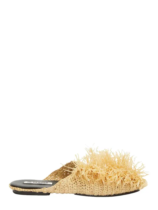 JIL SANDER Straw-embellished Slippers - Neutrals