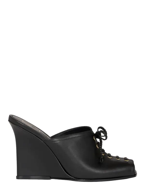 Etro Lace-up Leather Mules - Black