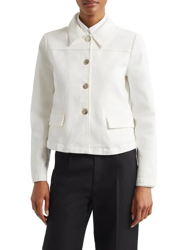 Emporio Armani Stretch Cotton Twill Jacket - Off White