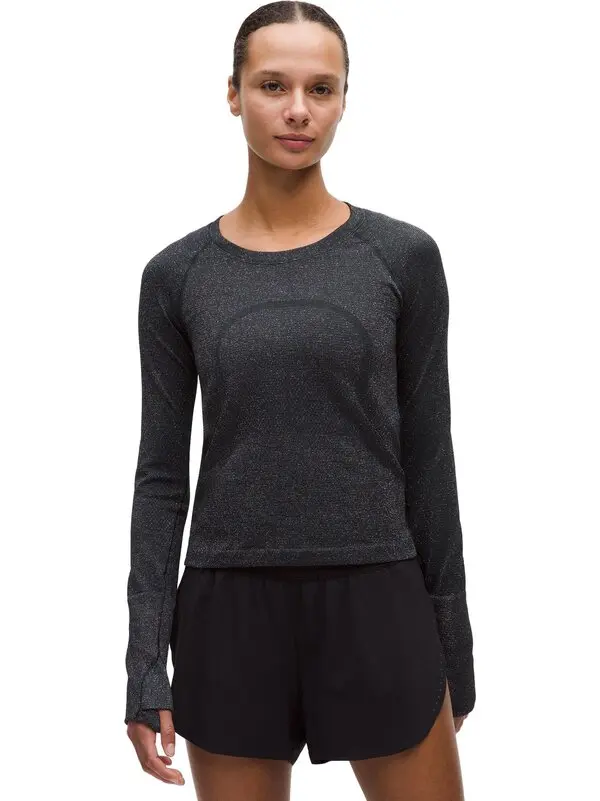 Lululemon Swiftly Tech Long-sleeve Shirt 2.0 Waist Length - Black/rainbow Lurex