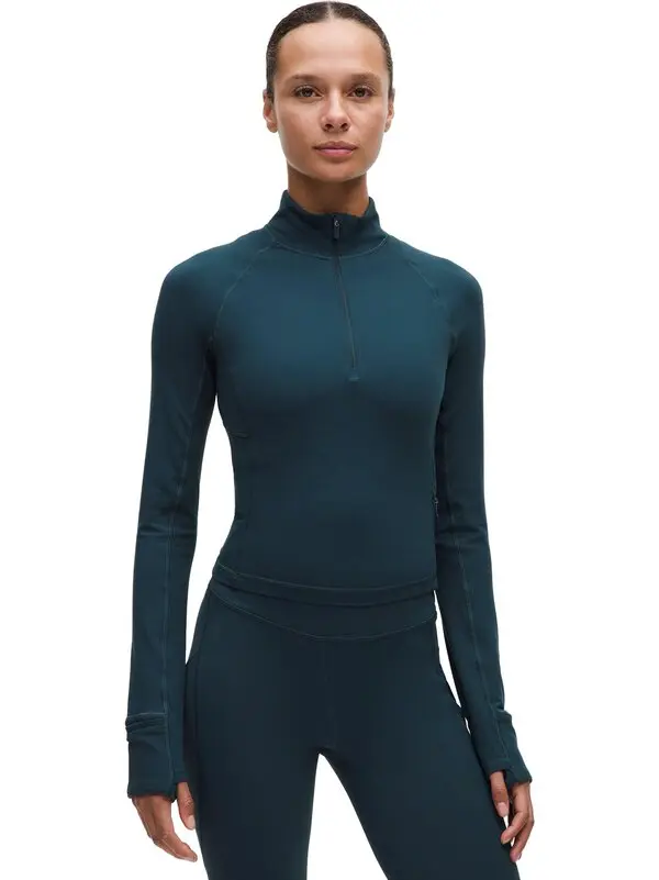 Lululemon It's Rulu Cropped Half Zip - Indochine Blue